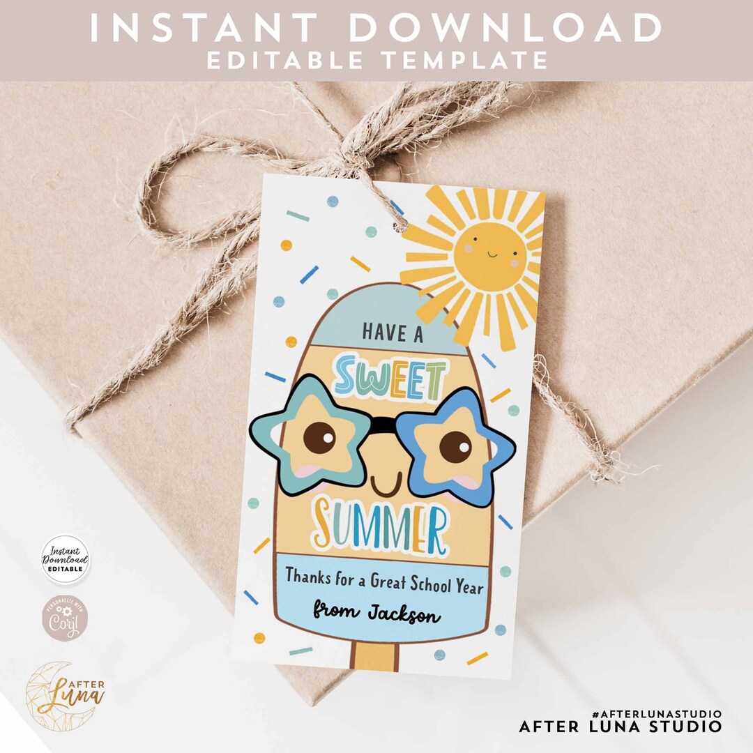 Editable Boy Ice Pop Have A Sweet Summer End of Year Last Day of School ...