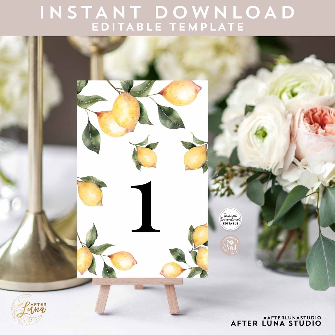 Editable Lemon Table Numbers Table Number She Found Her Main Squeeze ...