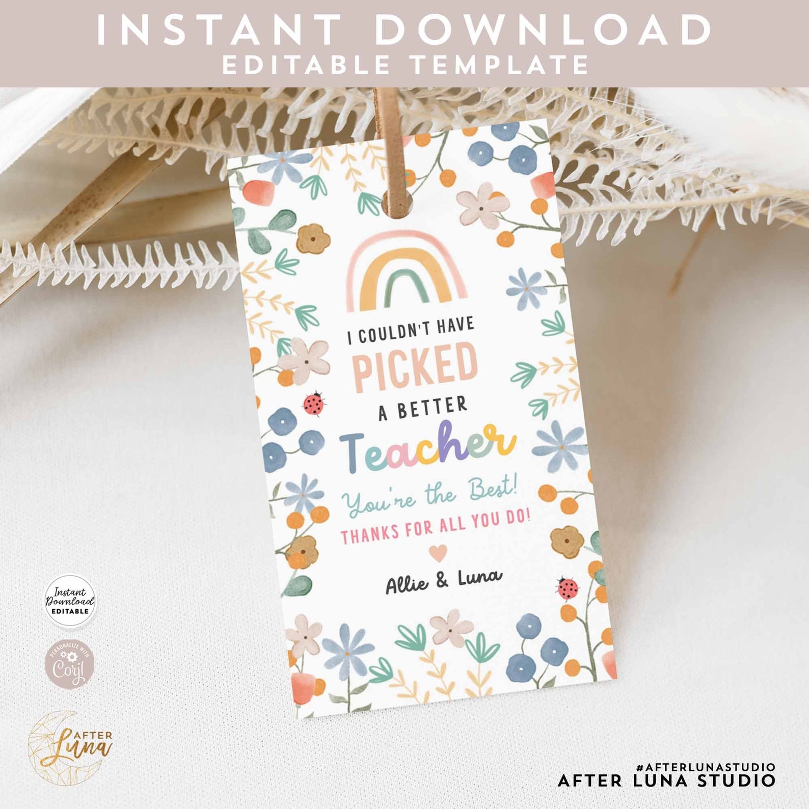 Editable Flower Teacher Appreciation Gift Tags End of Year Couldn't ...