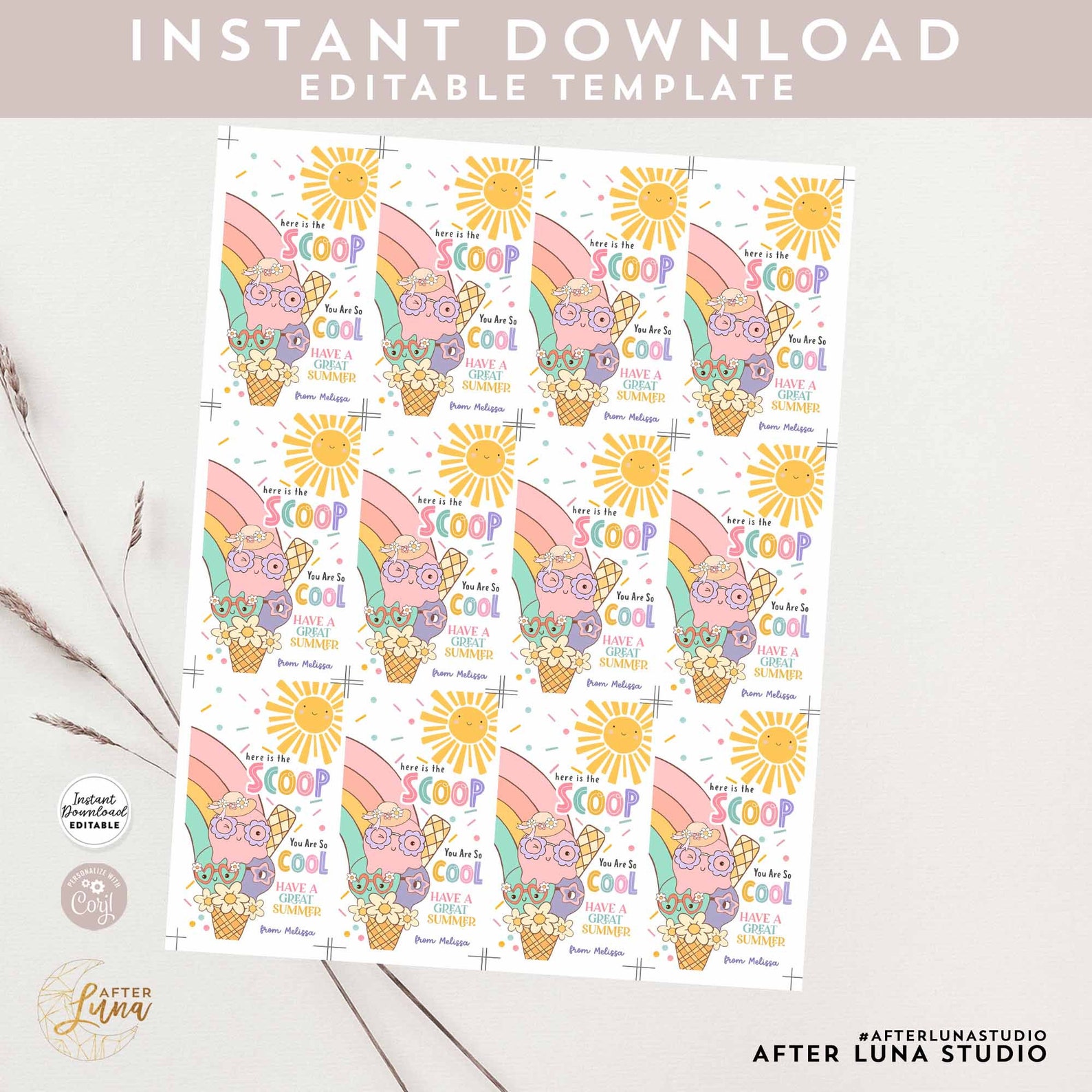 Editable Ice Cream Teacher Appreciation Summer End of Year Last Day of ...