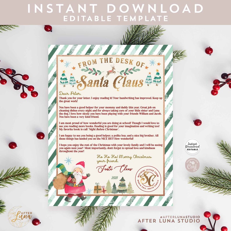 EDITABLE Letter From Santa Official Greeting Letter From Santa - Etsy