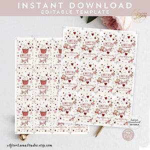 EDITABLE Valentine Cupcake Sweet Treat Favor Tag Thank You Coworker ...