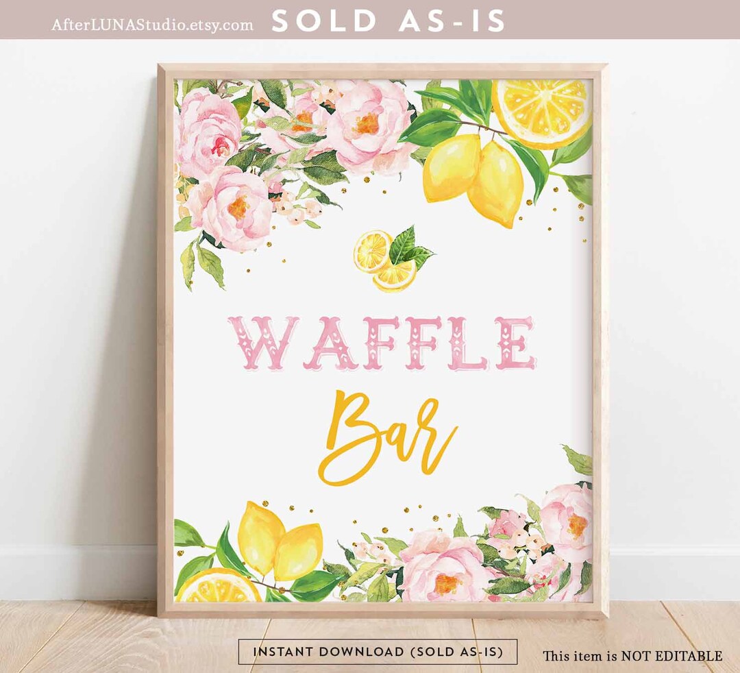 8x10 Waffle Bar Sign Printable Table Decor Lemon - Etsy