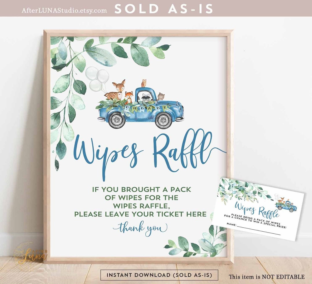 Printable Woodland Animal Wipes Raffle Game Baby Shower Sprinkle Games ...