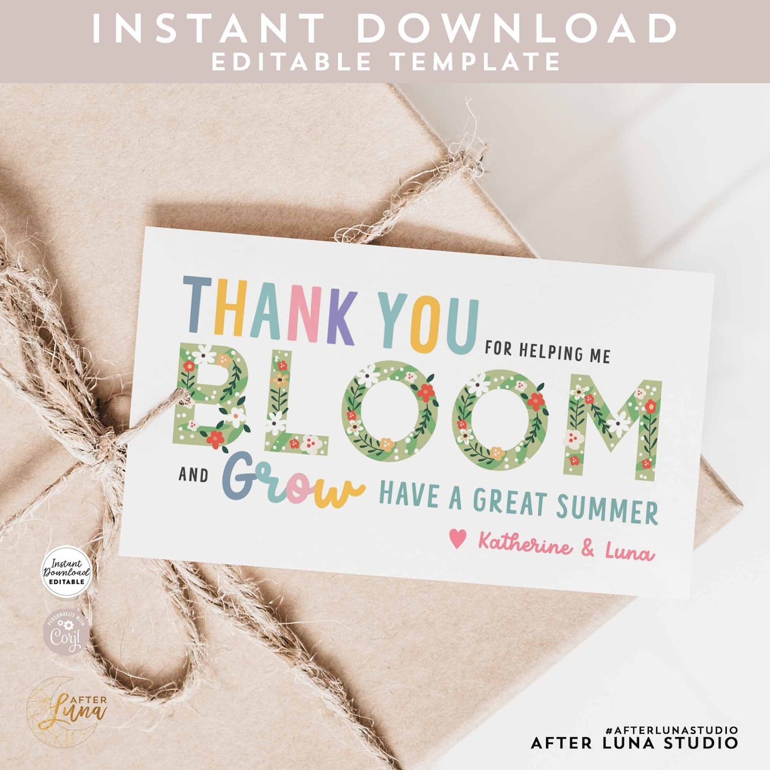 Editable Flower Teacher Appreciation Gift Tags End of Year Thank You ...