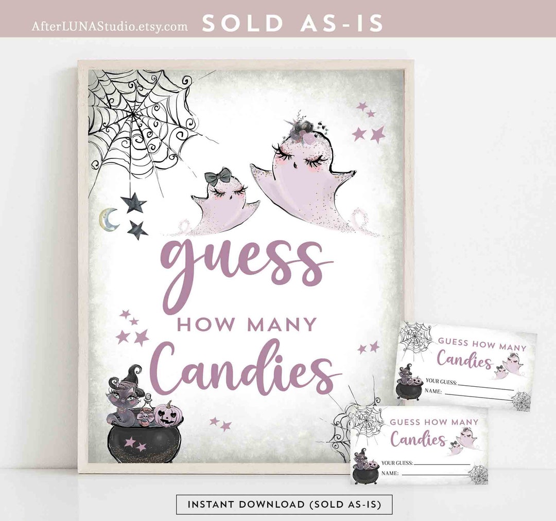 A Little Boo Halloween Baby Shower Game Guess How Many Candies Game ...
