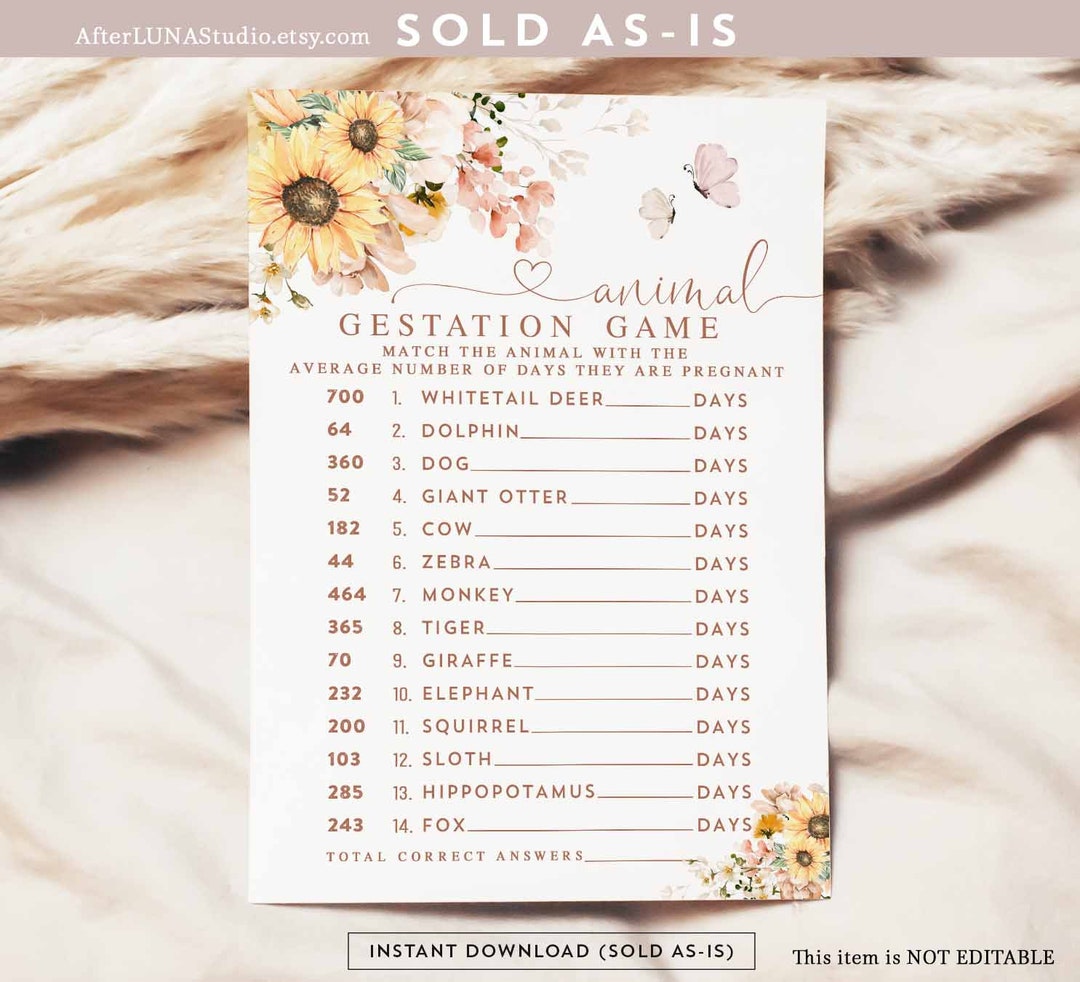 Sunflower Wildflower Animal Gestations Game Boho Mauve Muted Pink ...