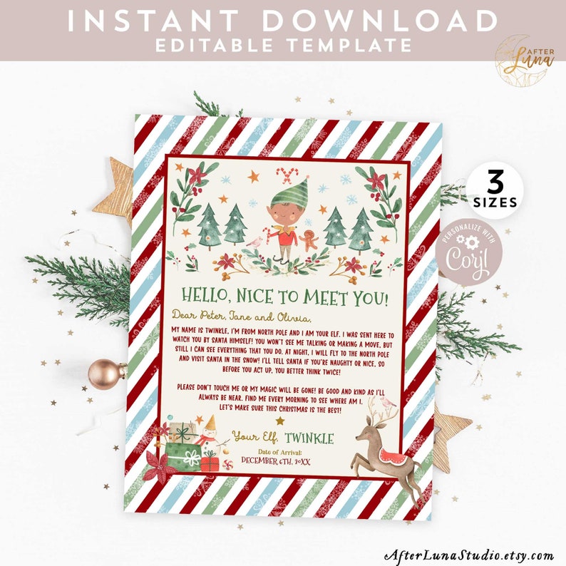 EDITABLE Boy Elf Letter Elf First Arrival Letter Hello Letter - Etsy