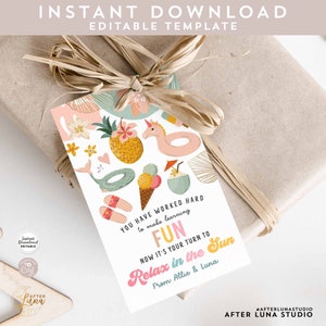 Editable Relax in the Sun Teacher Tag Appreciation Gift Tags End of ...