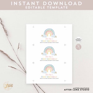 Editable Pastel Rainbow Gable Box Label Printable Baby Shower Birthday ...