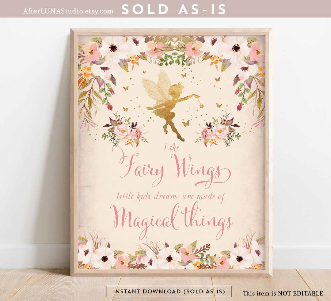 Fairy Butterfly Magical Flutter Garden Floral Fairy Wings Sign Fairy ...