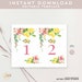 Editable Pink Floral Lemon Table Number Unlimited Numbers Couple Baby ...
