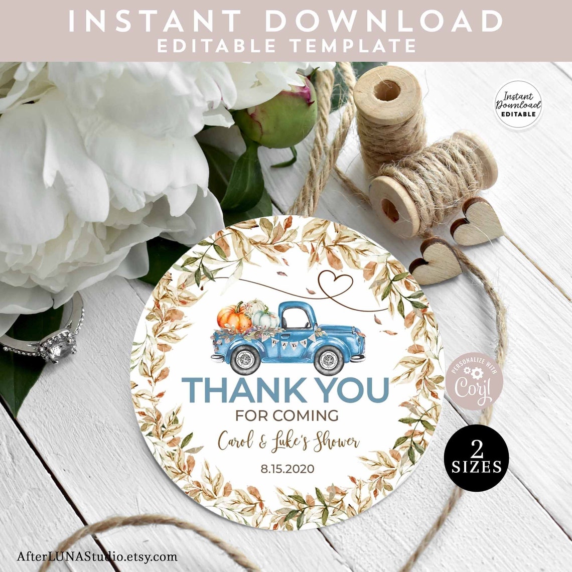 Editable 2 & 2.5 Fall Blue Pumpkin Truck Baby - Etsy