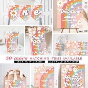 Editable Groovy Party Decor Welcome Sign Daisy Groovy Rainbow Green ...