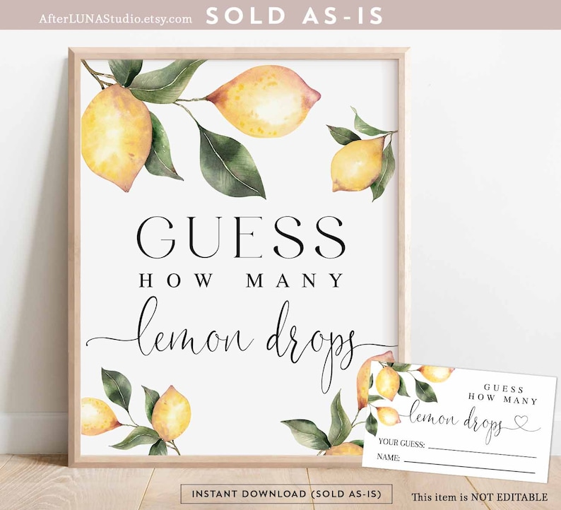Lemon Guess How Many Lemon Drops Game Printable Citrus Lemon - Etsy