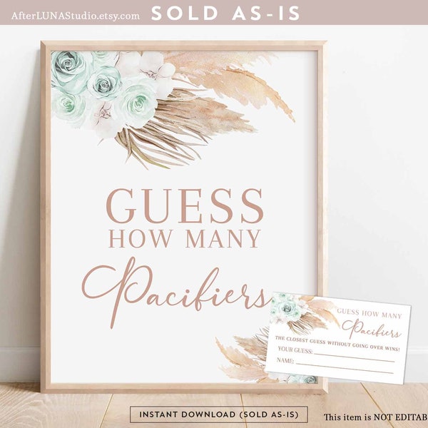 Guess How Many Pacifiers Baby Shower Game - Etsy