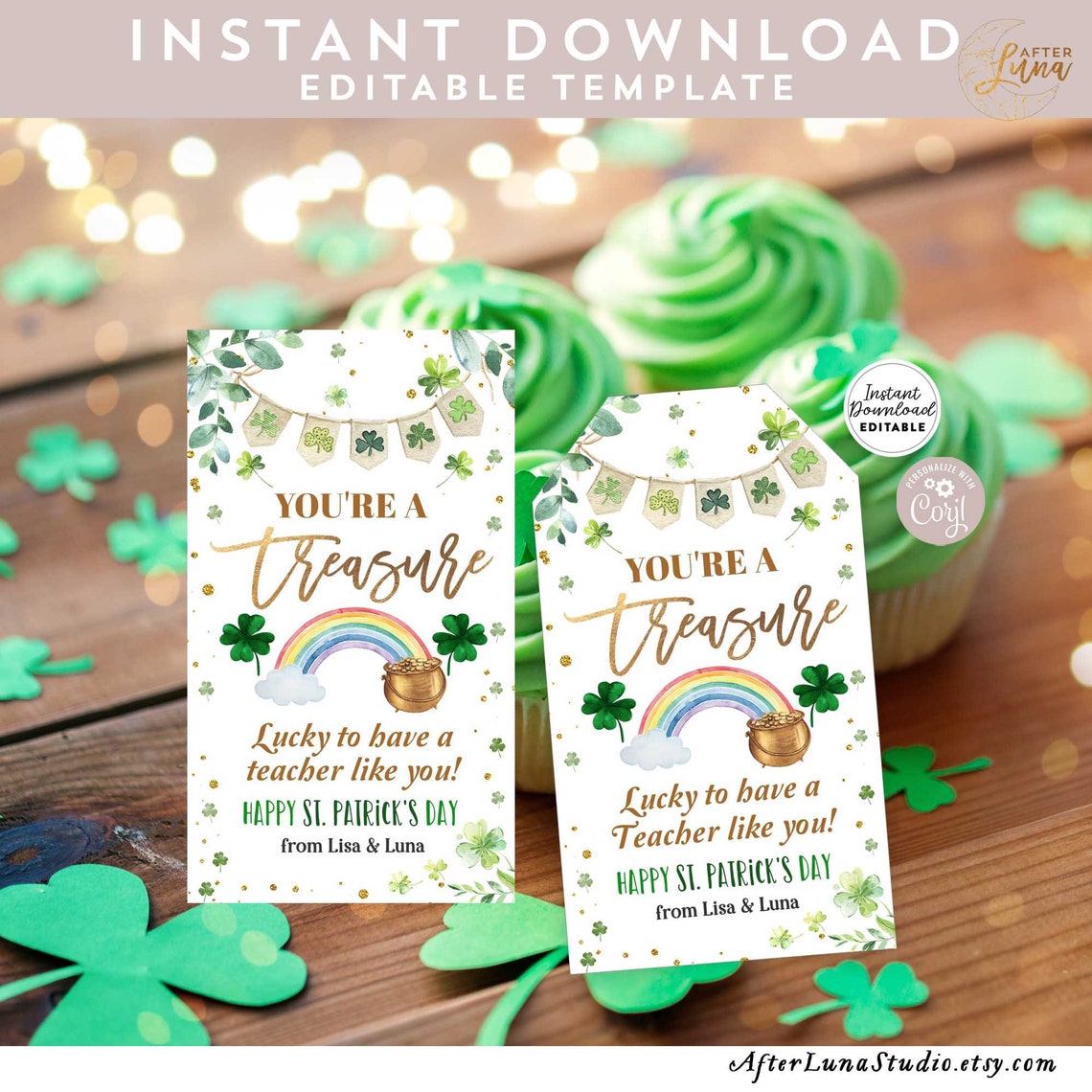 Editable Teachers St. Patrick Day Gift Tag Customer Teacher | Etsy