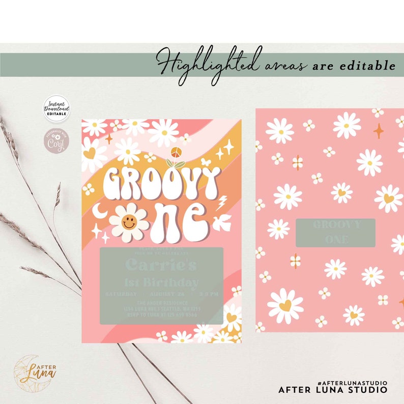Editable Groovy ONE 1st First Birthday Invite Groovy Birthday - Etsy