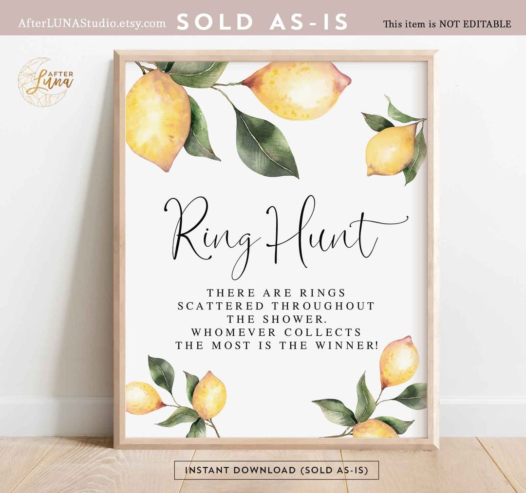 Lemon Ring Hunt Game Bridal Shower Game Printable Citrus Lemon Bridal ...