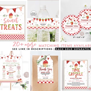 Editable Strawberry Thank You Berry Much Tag Round Tag Sticker Label ...