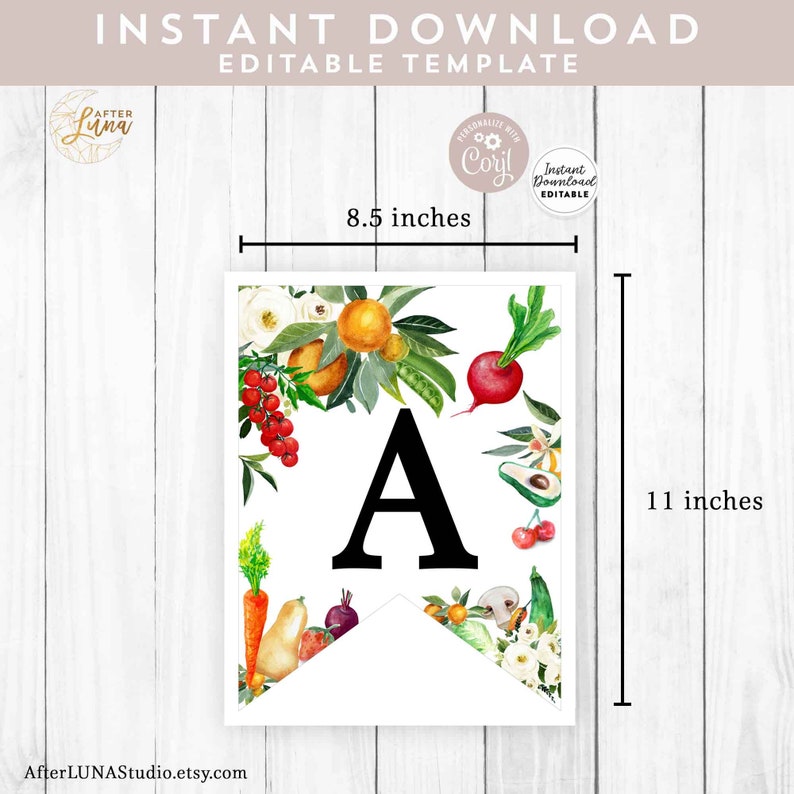 Editable ANY WORDING Farmers Market Birthday Pennant Banner - Etsy