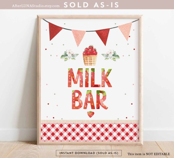8x10 Strawberry Sign Strawberry Birthday Milk Bar Table - Etsy
