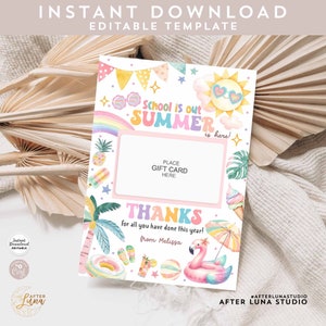 Editable Gift Card Holder School is Out Summer is Here Teacher ...