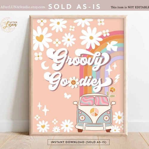 Groovy Birthday Party Decor 70' Daisy Drinks Sign Decor - Etsy