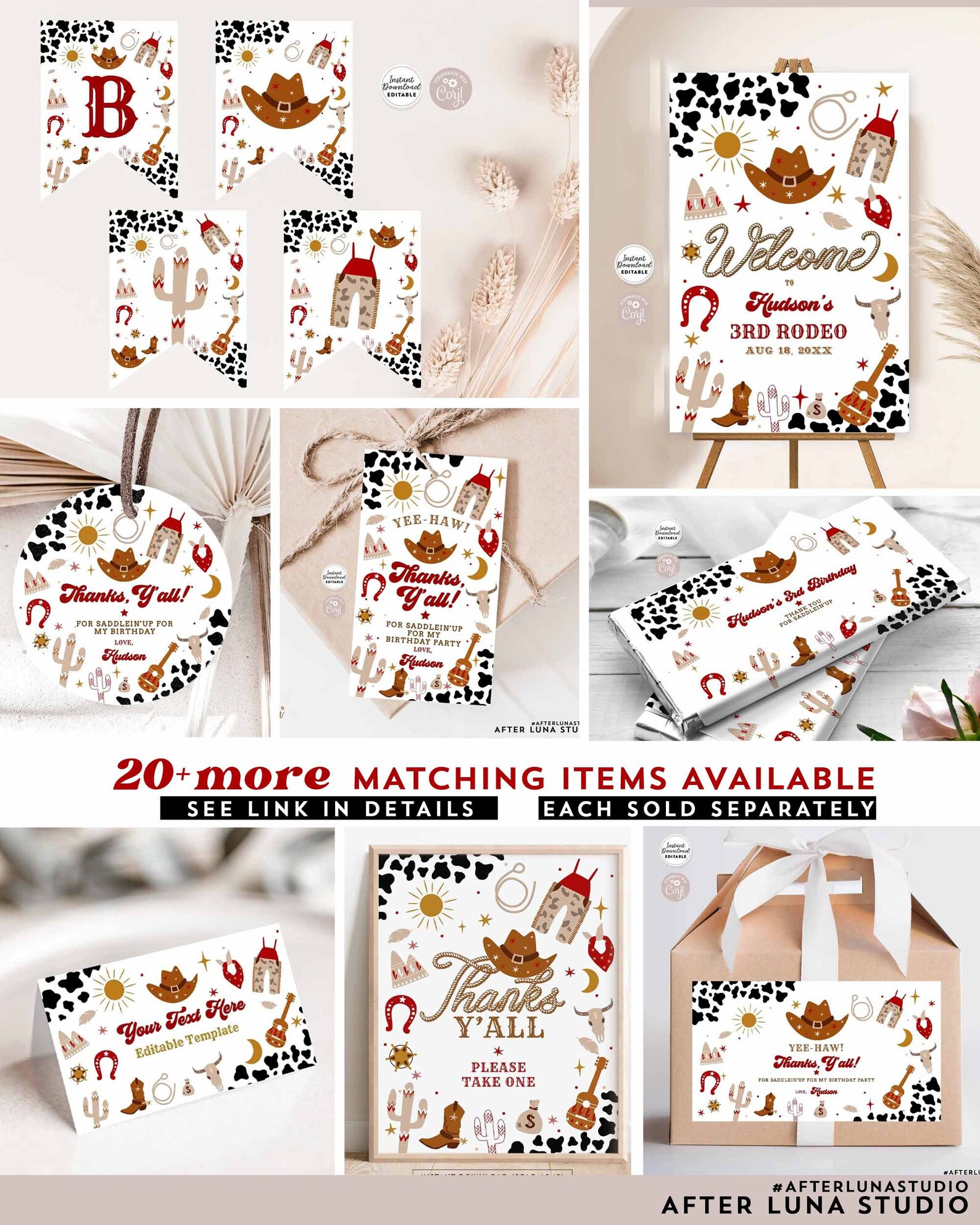 Editable ANY WORDING Cowboy Rodeo Boy Ranch Wild West Birthday Label ...
