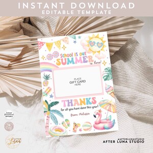 Editable Gift Card Holder School is Out Summer is Here Teacher ...