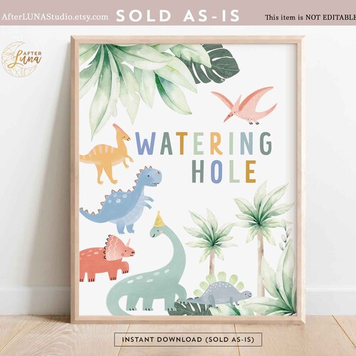Boy Dino Watering Hole Drink Table Sign Boy T Rex Two Rex - Etsy