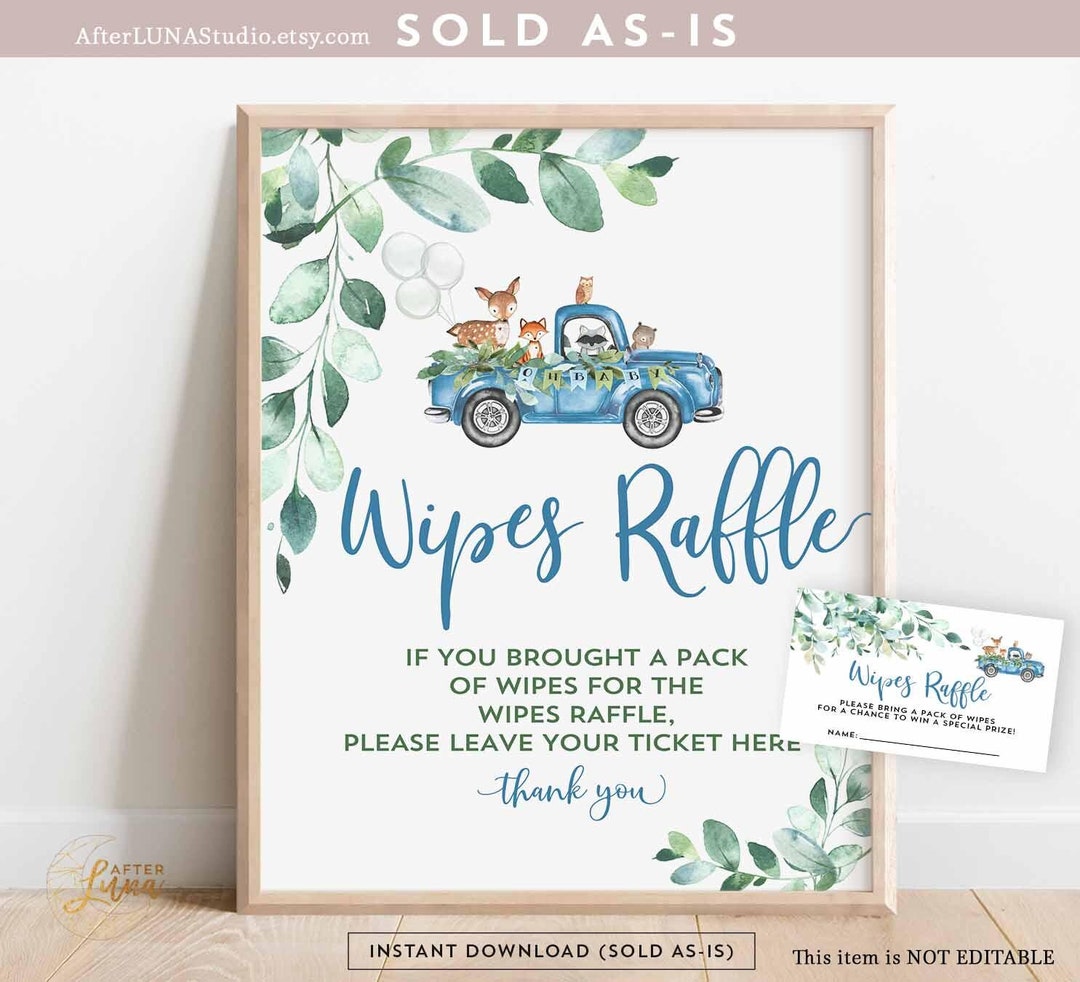 Printable Woodland Animal Wipes Raffle Game Baby Shower Sprinkle Games ...