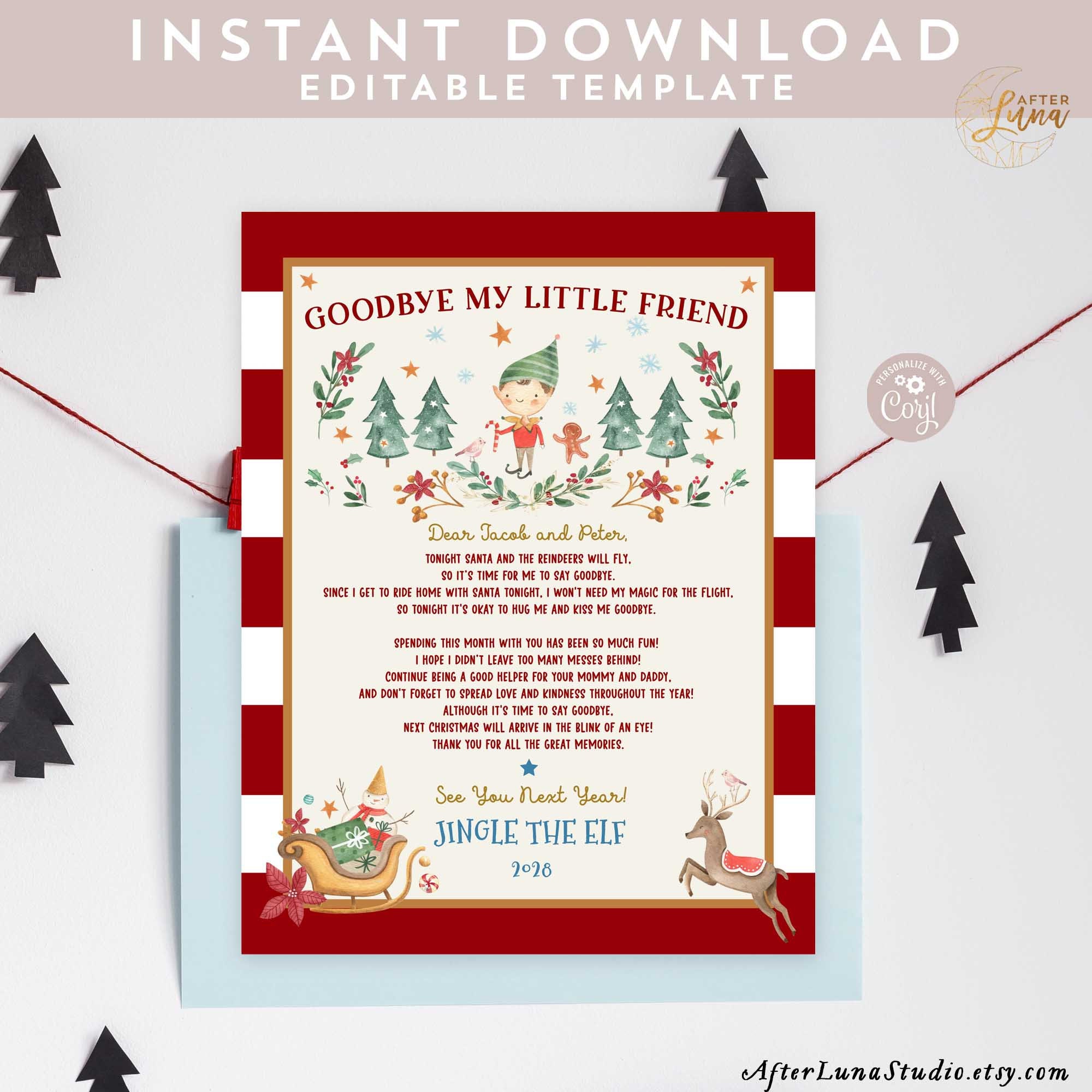 EDITABLE Elf Goodbye Letter From Elf Bye for Now Letter - Etsy Canada
