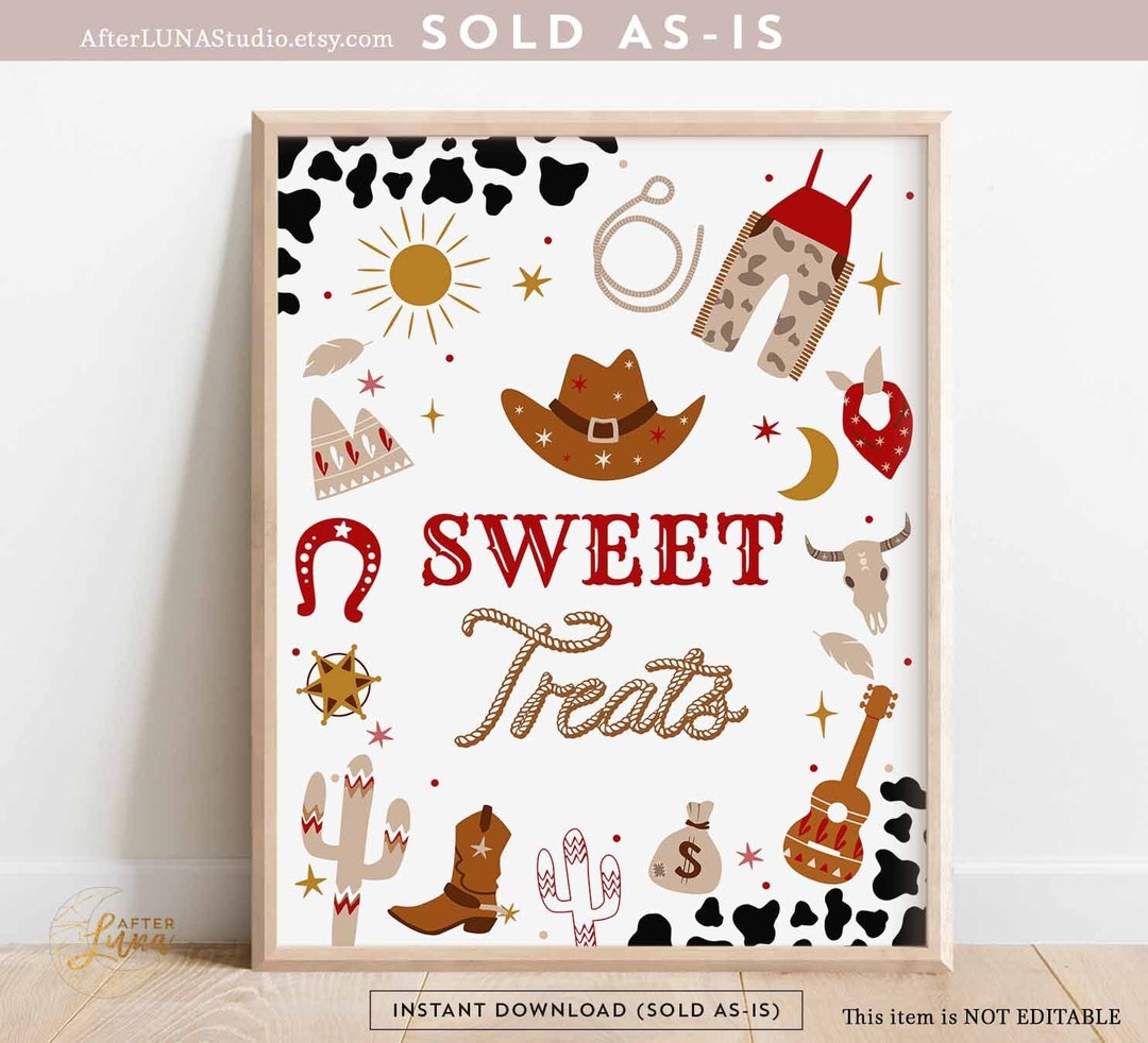 Cowboy Rodeo Boy Ranch Wild West Sweet Treats Sign Decoration Sign ...