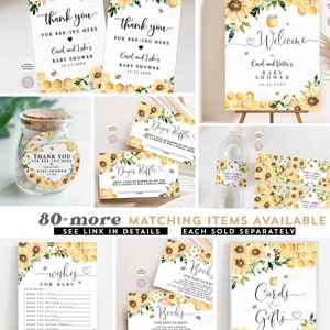 Editable Sunflower Honey Bumble Bee Baby Shower Baby Sprinkle Welcome ...