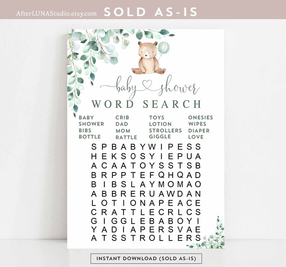 GREEN BALLOON Greenery Teddy Bear Gender Neutral Baby Word - Etsy