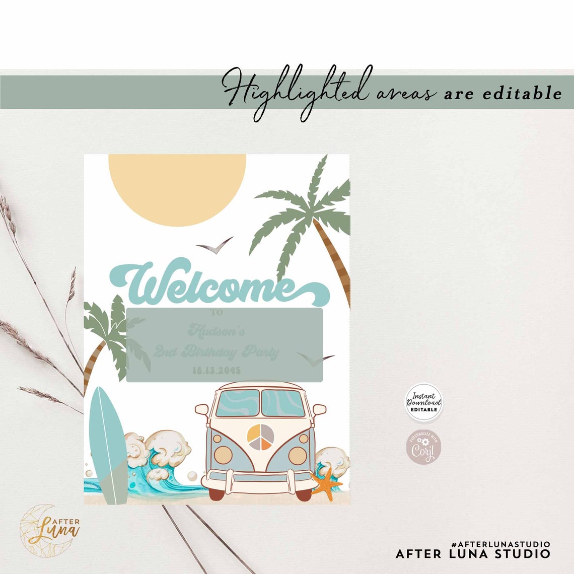 Editable ANY AGE Boy the Big One Surf's up Surfing - Etsy