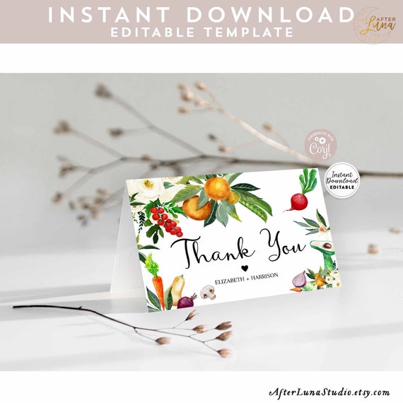 Editable Locally Grown Farm Farmers Market Thank You Folded - Etsy
