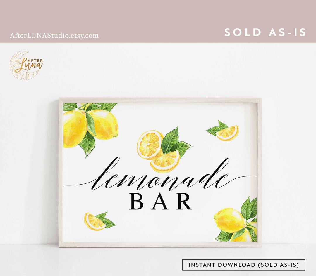 Digital Lemonade Bar Sign Printable Citrus Lemon She Found Her Main ...