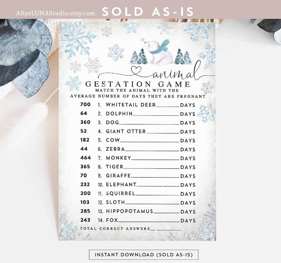 Winter Blue Snowflake Boy Polar Bear Animal Gestation Game Virtual Baby ...