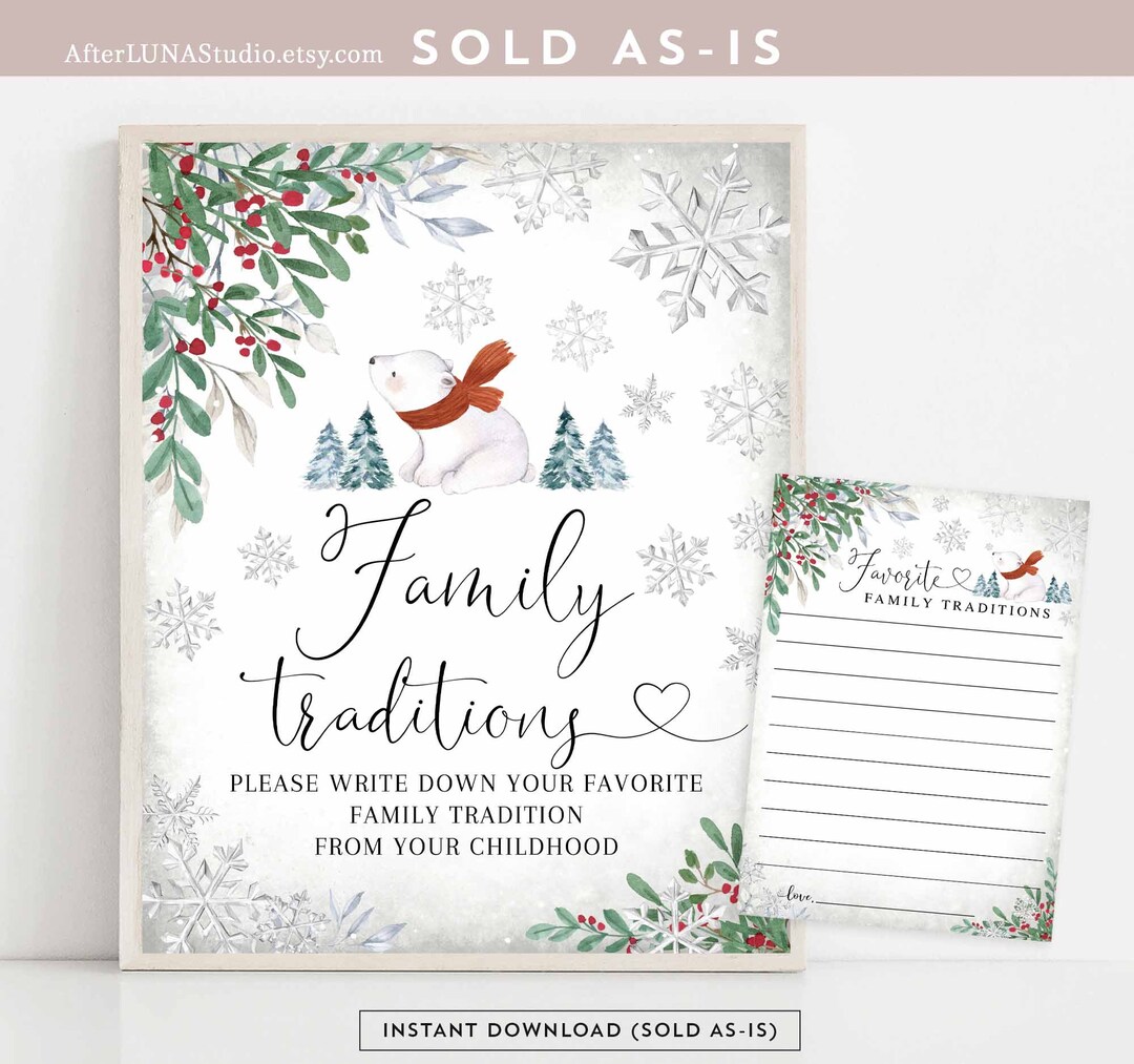 Winter Christmas Polar Bear Family Tradition Game Baby Shower Game ...