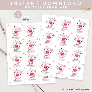 EDITABLE Valentine Sweet Treat Favor Tag Cupcake Treat Bag Baby Shower ...