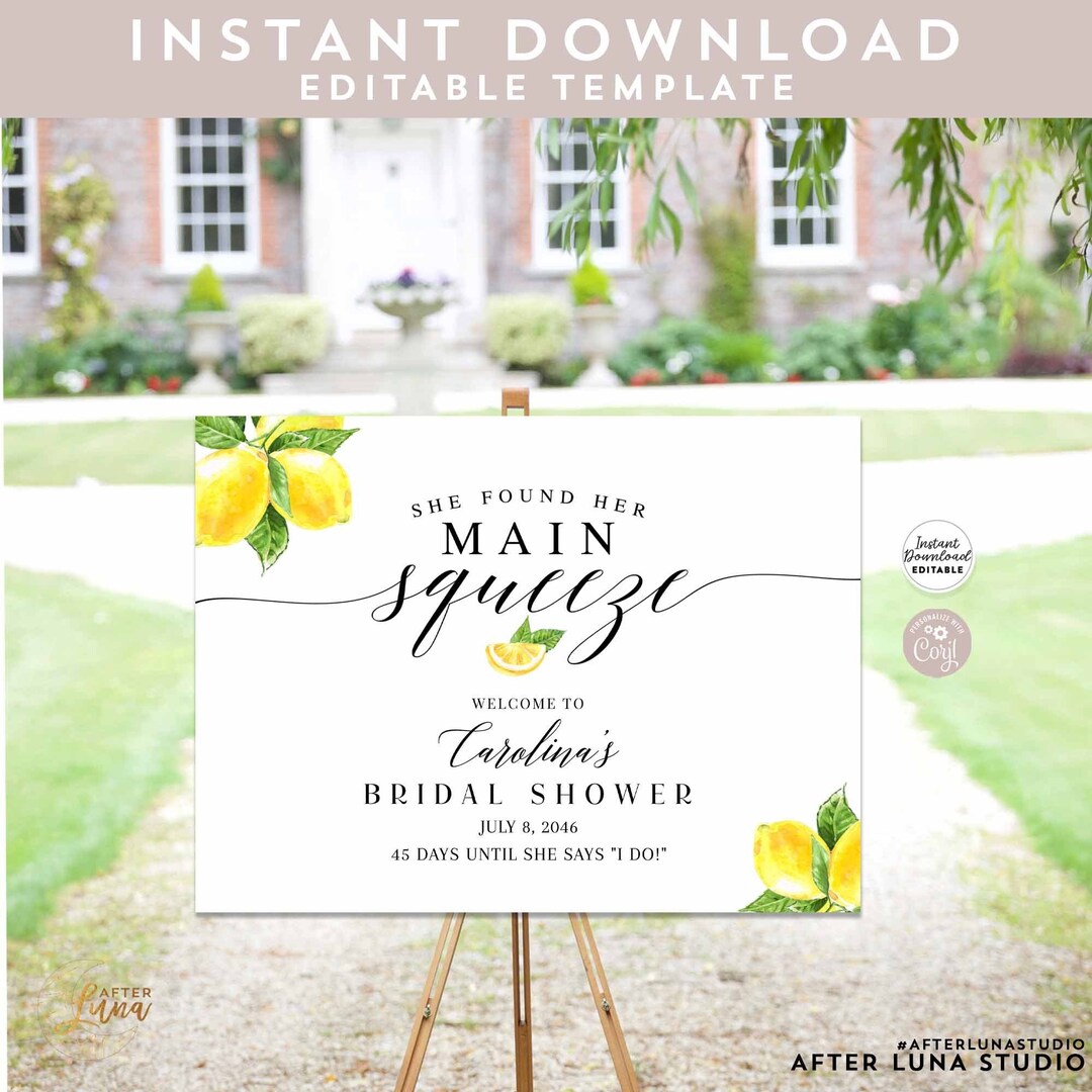 EDITABLE She Found Her Main Squeeze Lemon Bridal Shower Welcome Sign ...