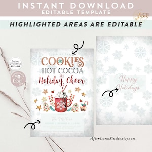 Editable Cookies Hot Cocoa Party Invitation Cookies and Cocoa Christmas ...