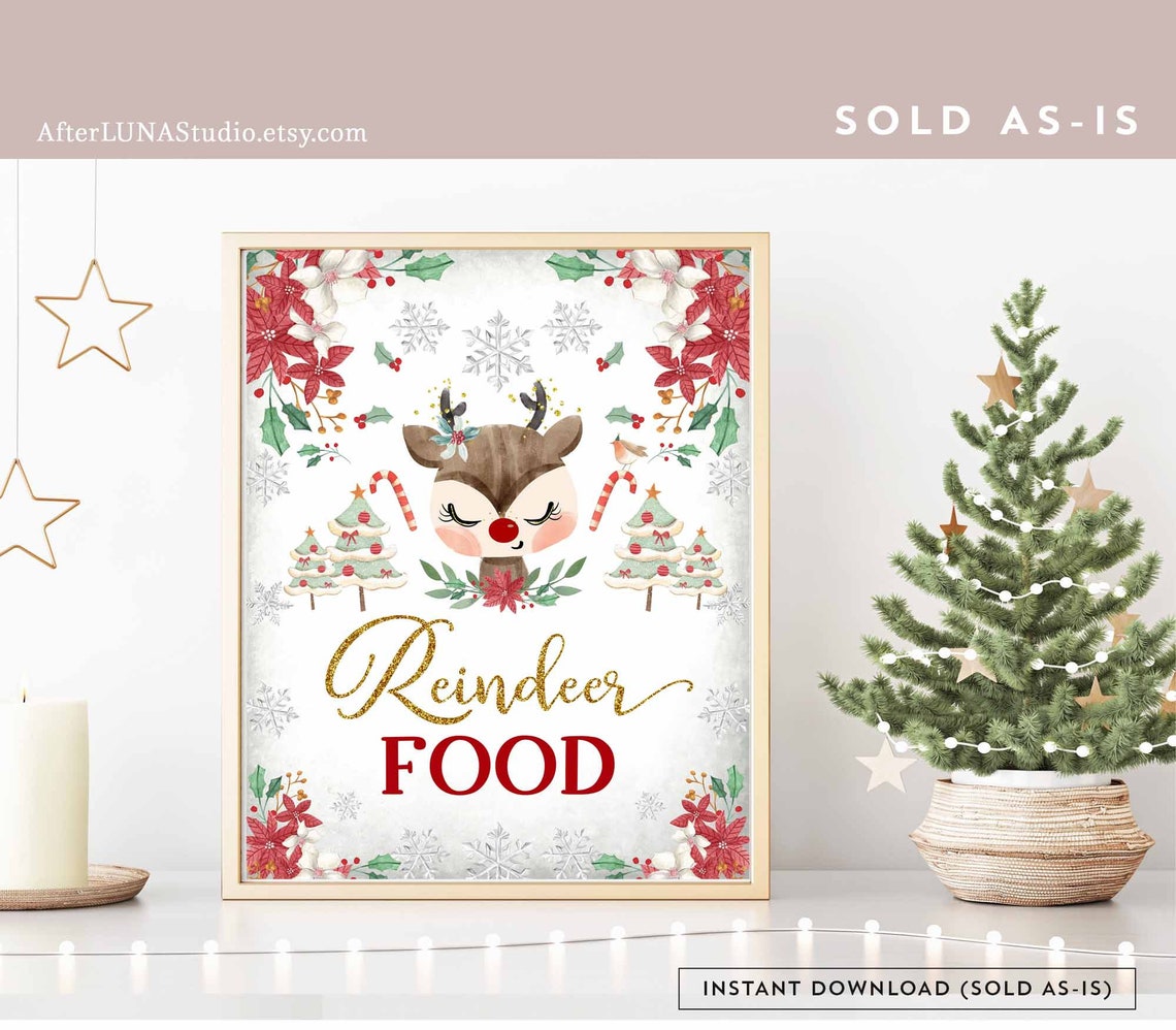 Reindeer Food Sign Girl Reindeer Christmas Winter Birthday | Etsy