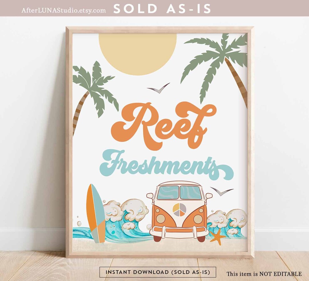 Boy Orange Blue Surfing Surf Birthday Decor Reef Freshments - Etsy