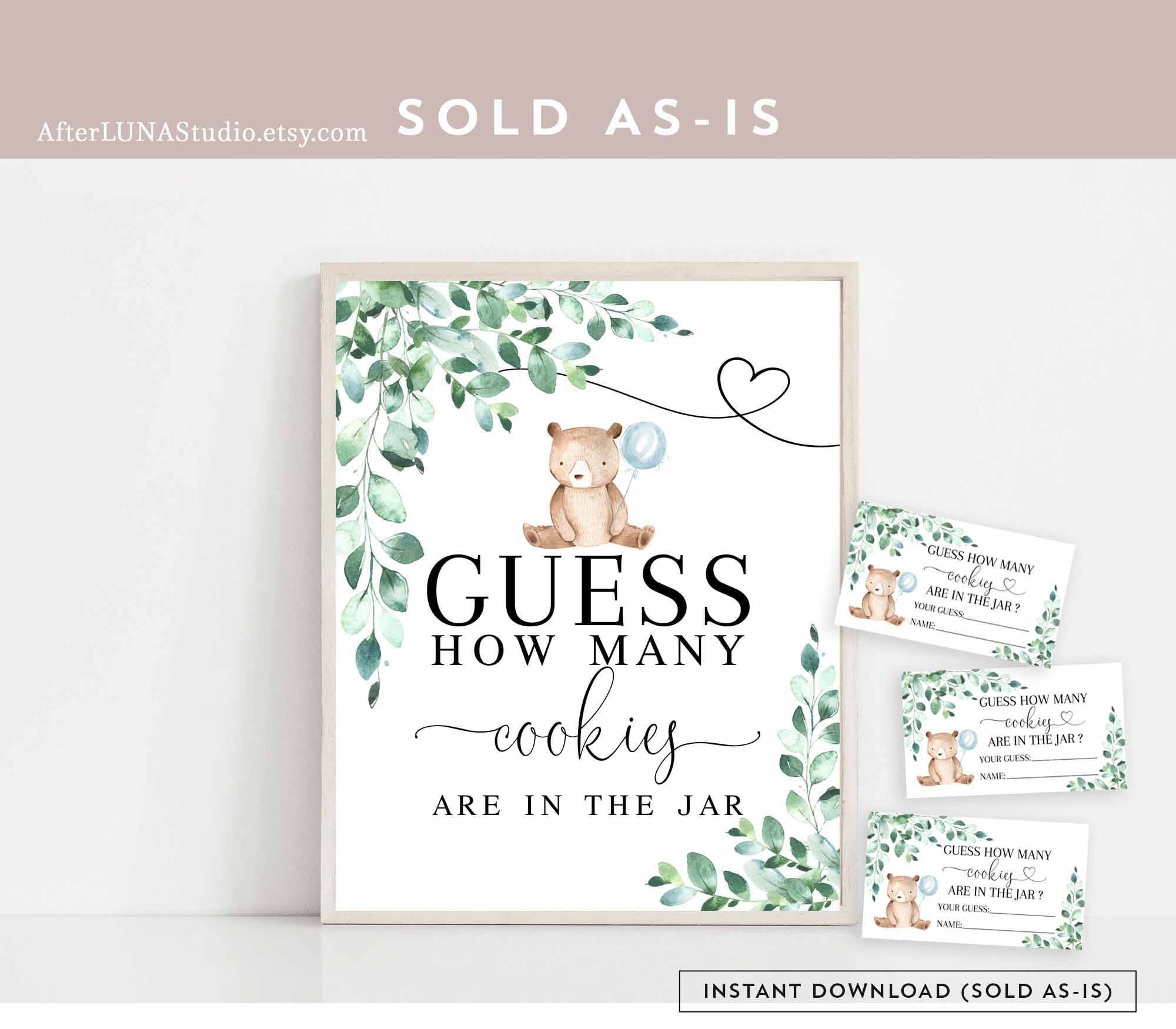 Greenery Guess How Many Cookies Are in the Jar Game Printable - Etsy ...