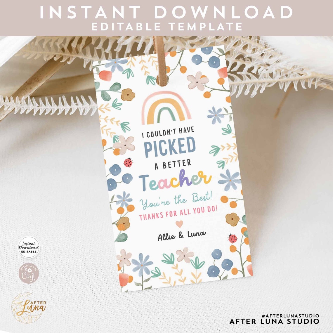 Editable Flower Teacher Appreciation Gift Tags End of Year Couldn't ...