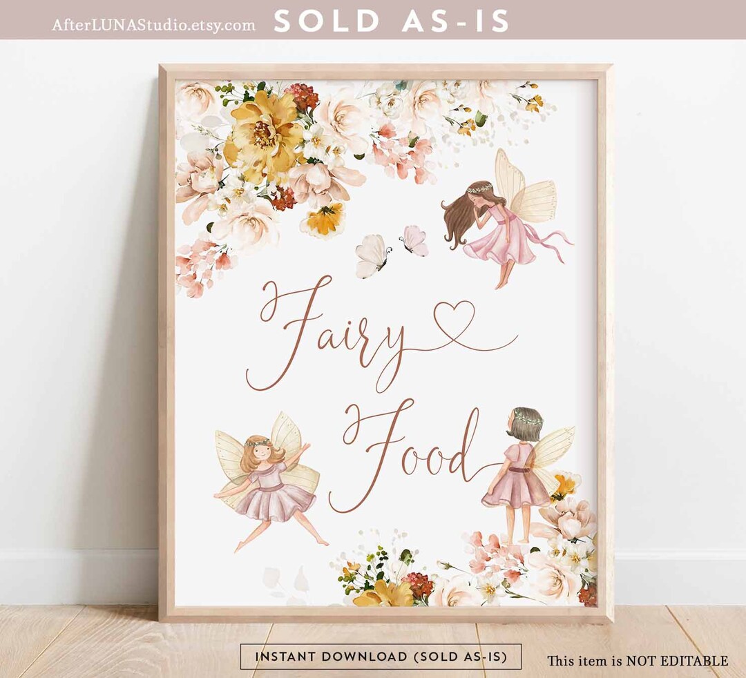 Blush Fairy Birthday Decoration Decor Fairy Food Table Decor Sign Fairy ...
