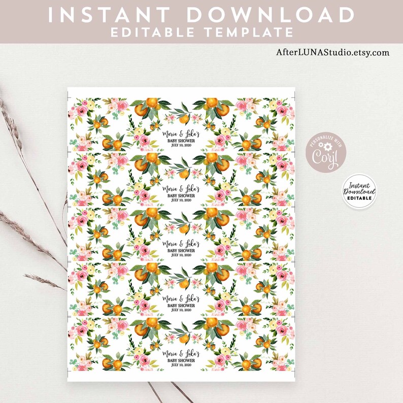 Editable Orange Water Bottle Label A Little Cutie is on the - Etsy